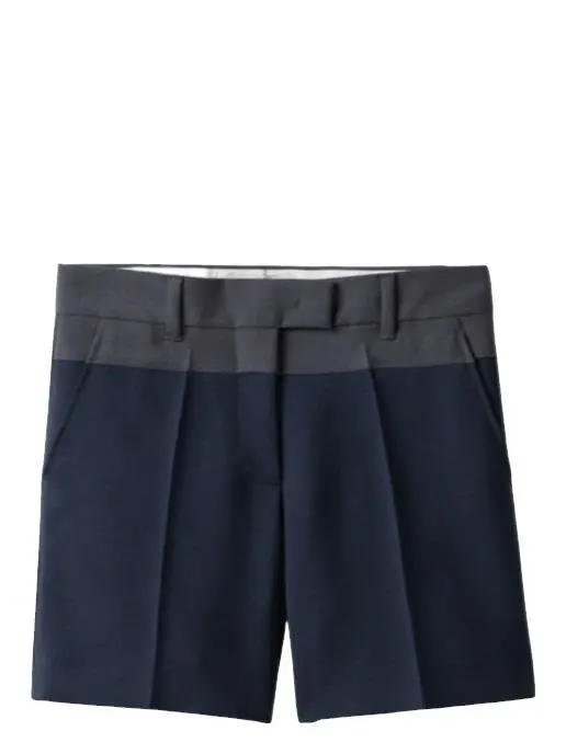 Miu Miu Two-tone Tailored Shorts - Navy Blue/hematite