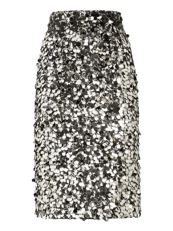 Dolce & Gabbana Sequined Midi Skirt - Silver