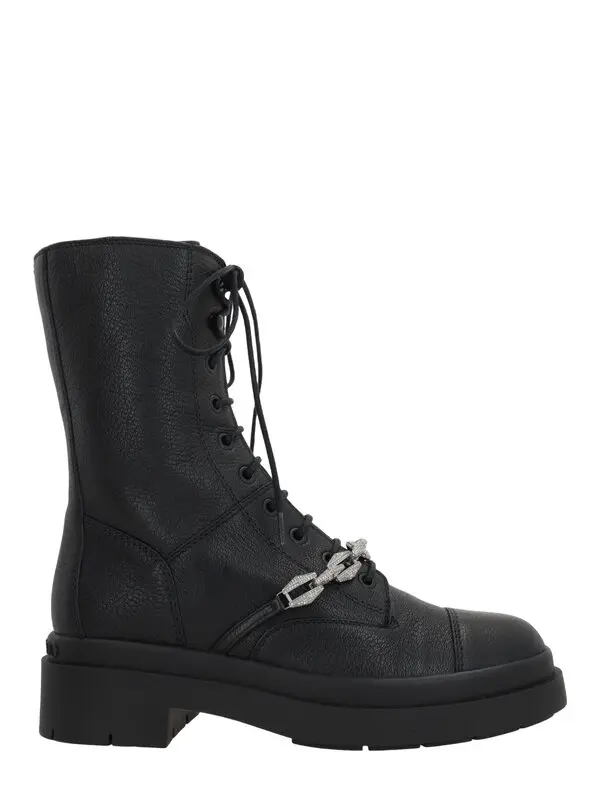 JIMMY CHOO Nari Combat Boots With Chain Detail - Black