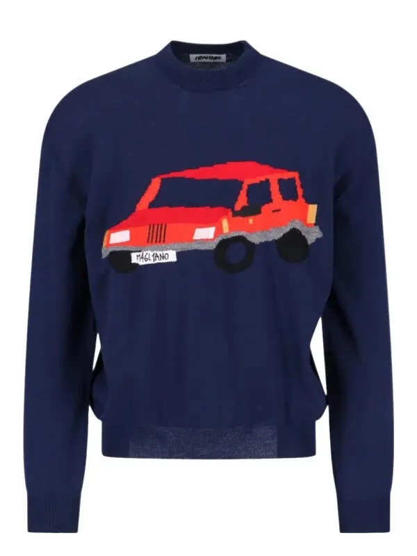 MAGLIANO Graphic Detailed Crewneck Sweater - Blue