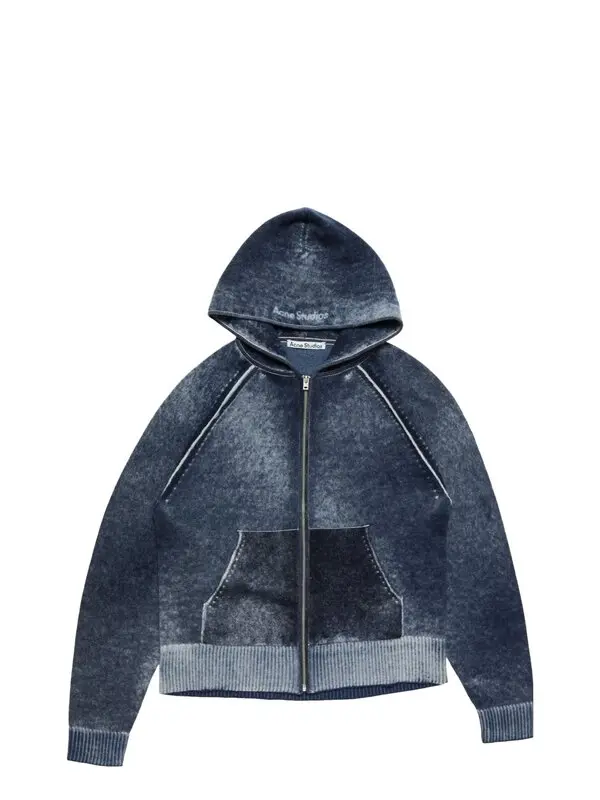 Acne Studios Zip Hoodie With Trompe L'oeil Print - Navy Blue
