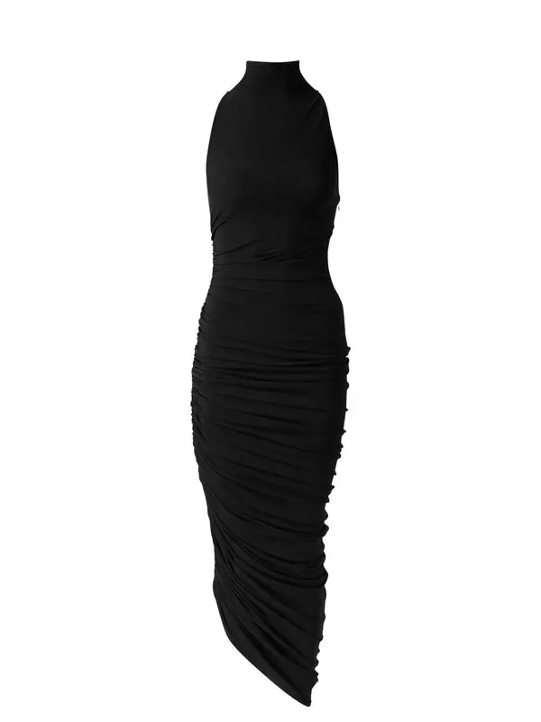 Jacquemus The Piazza Asymmetric Turtleneck Dress - Black