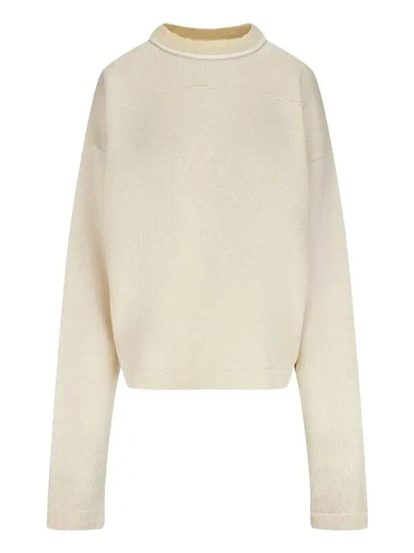 JIL SANDER High-neck Ribbed Pullover - Nude