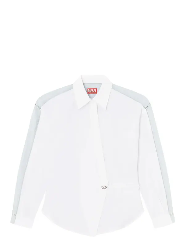 DIESEL® Paneled Wrap Shirt With Oval D Ornaments - White