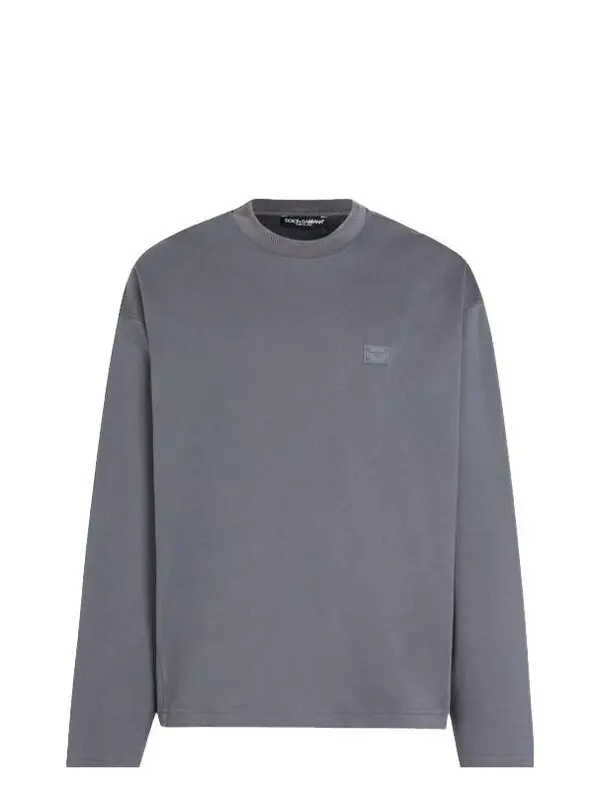 Dolce & Gabbana Dolce Gabbana Logo Plaque Long-sleeved Sweatshirt - Grey