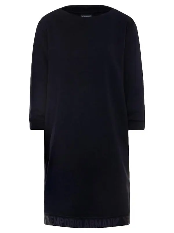 Emporio Armani Long-sleeved Dress With Logo Trim - Black