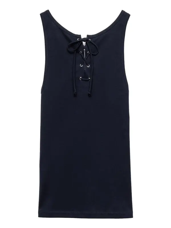 Prada Triangle-patch Scoop Neck Tank Top - Navy Blue