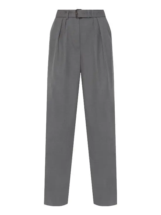Dries Van Noten Belted Pleated Trousers - Gray