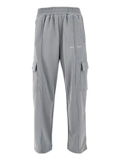 Palm Angels Logo Embroidered Cargo Trousers - Gray