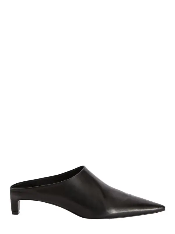 JIL SANDER Pointed Toe Leather Mules - Black