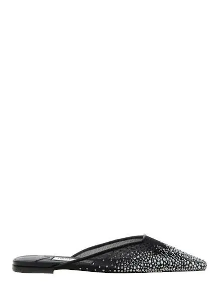 JIMMY CHOO Vivi Embellished Square Toe Mules - Black