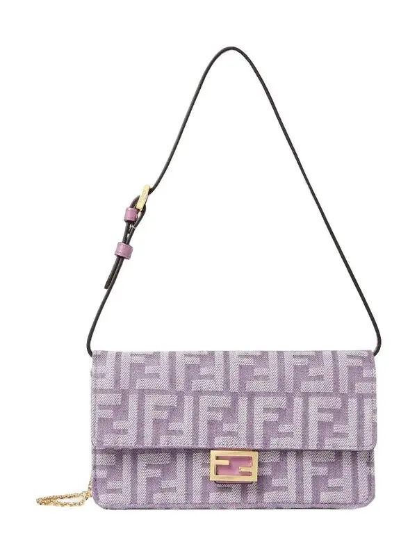 Fendi Ff Jacquard Baguette Chain Wallet - Purple