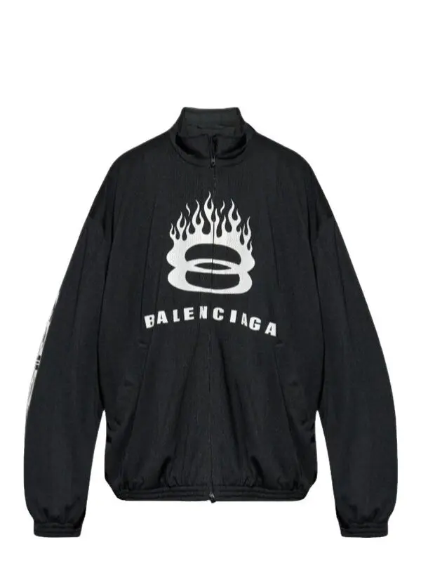 Balenciaga Flame Print Zipped Jacket - Black