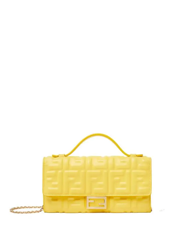 Fendi Baguette Continental Wallet With Chain Strap - Yellow