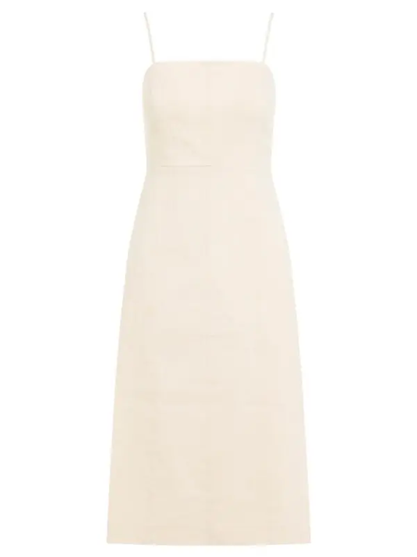 Theory Square Neck Sleeveless A-line Midi Dress - White