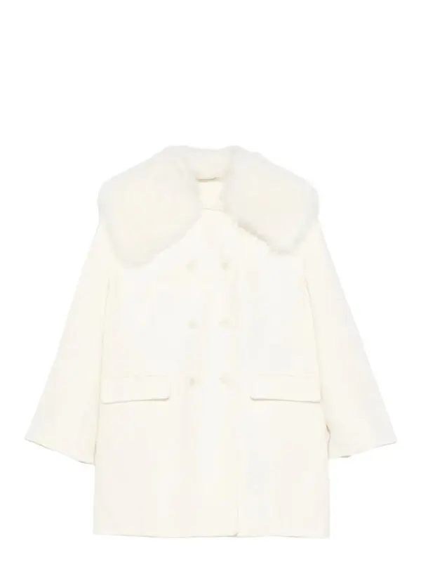 Ermanno Scervino Shearling-trim Double-breasted Coat - White