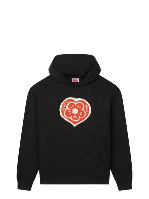 Kenzo Boke Heart Oversized Hoodie In Cotton - Black