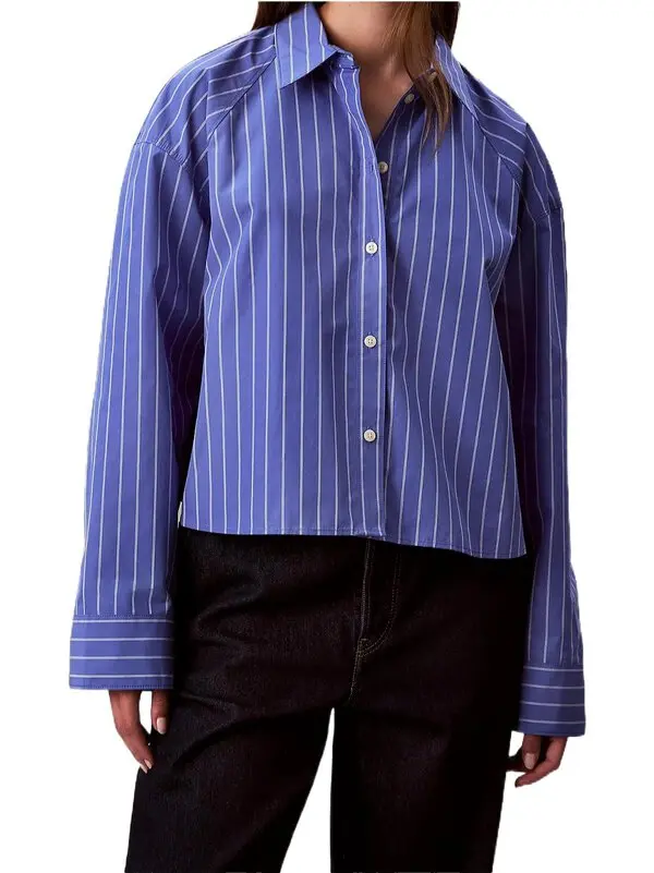 Calvin Klein Striped Cotton Shirt - Blue