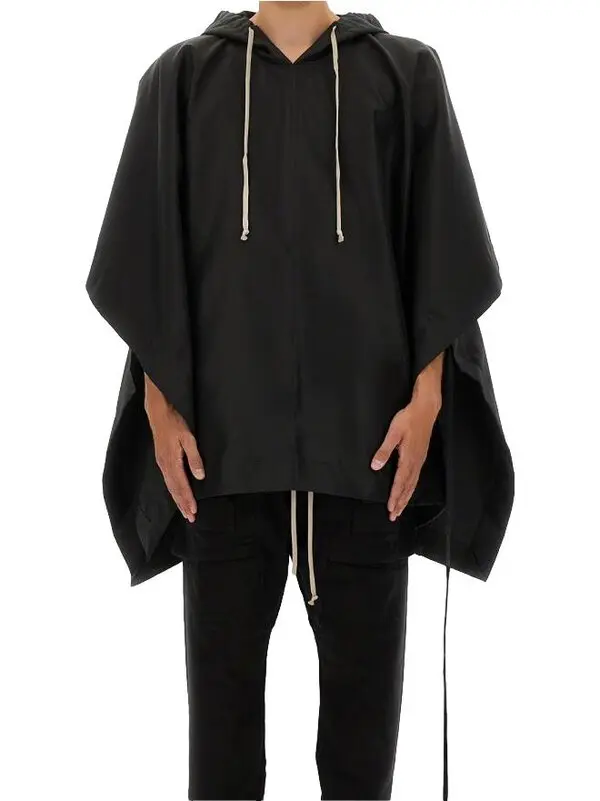 Rick Owens Concordians Drawstring Poncho - Black