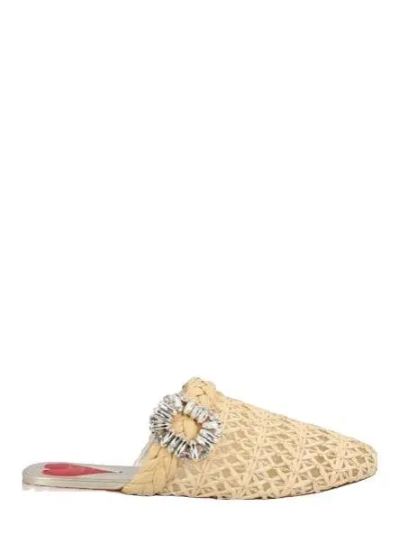 ROGER VIVIER Embellished Woven Mules - Nude