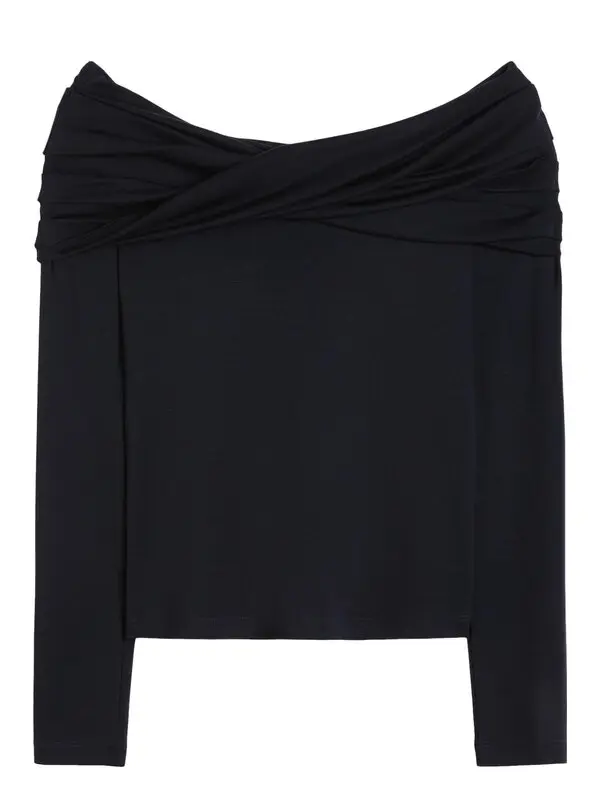 Max Mara Off-the-shoulder Long-sleeve Top - Dark Navy