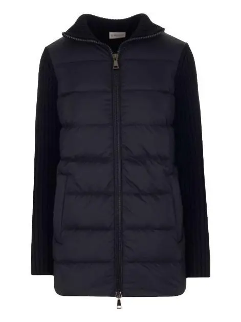 Moncler Logo Patch High-neck Down Coat - Black