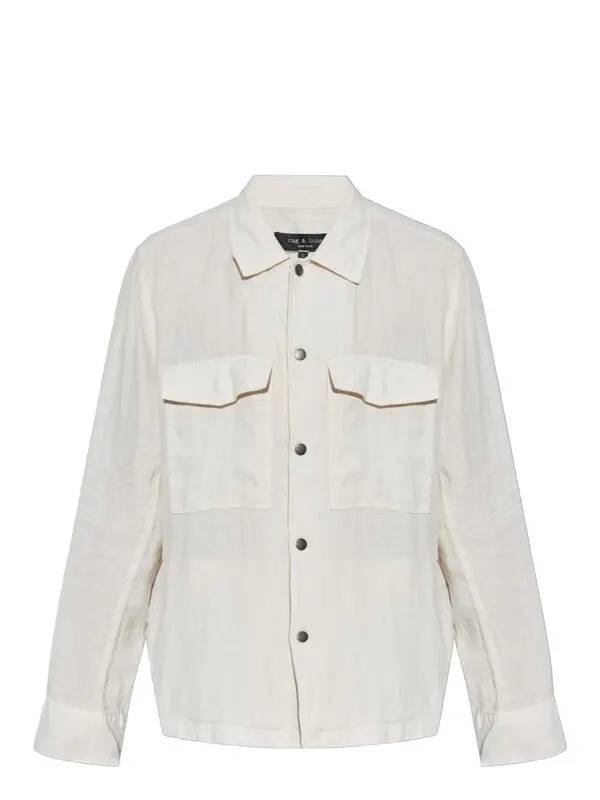 Rag & Bone Linen Shirt Jacket With Lapel Collar And Flap Pockets - No