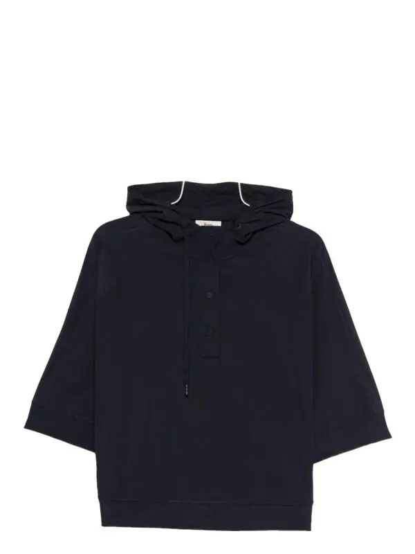 Herno Half-sleeve Hooded Sweatshirt - Black