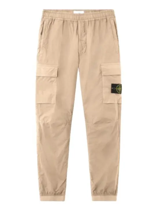 Stone Island Logo Patch Tapered Leg Trousers - Desert