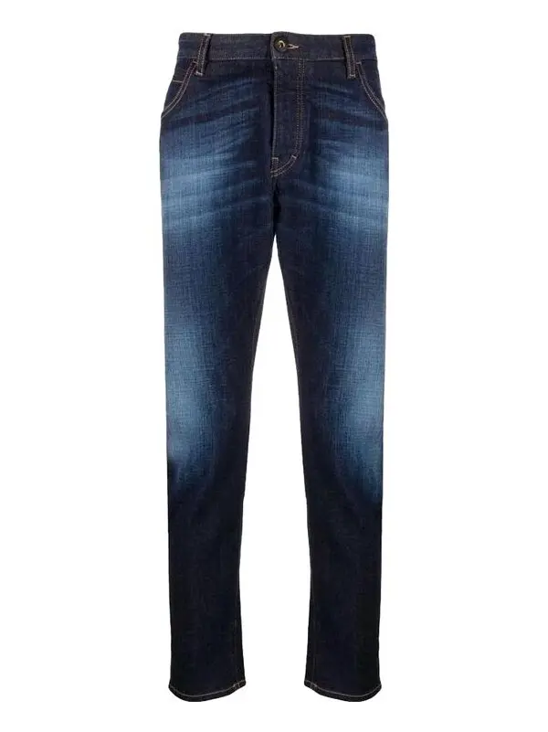 Emporio Armani Faded Slim-cut Jeans - Black