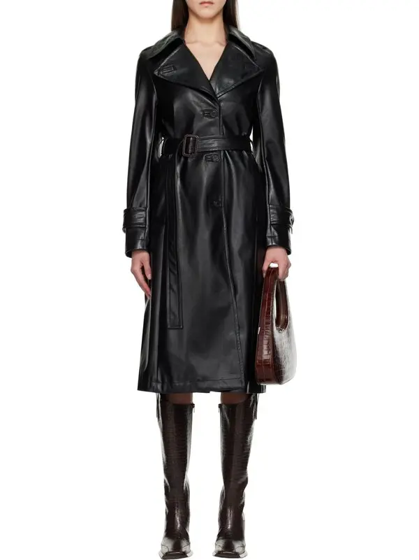 Acne Studios Leather Trench Coat - Black