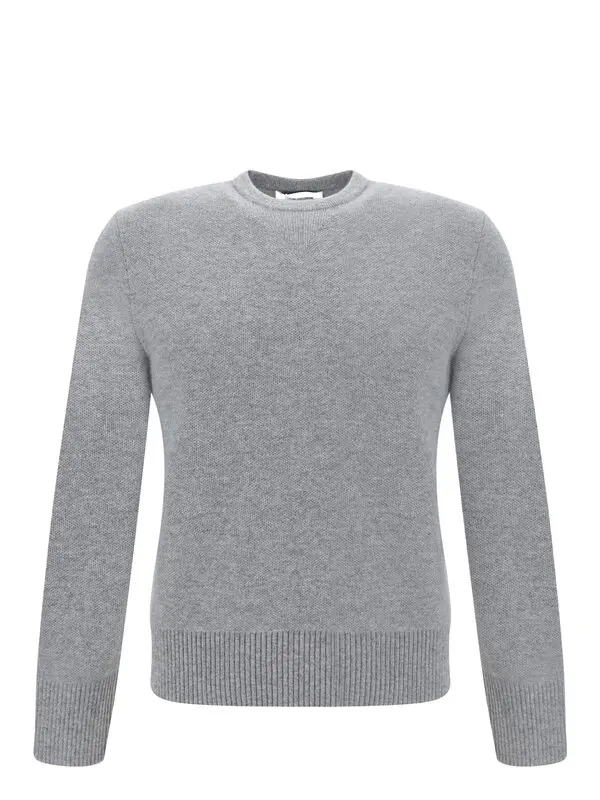 Thom Browne V-neck Knitted Cardigan With Rwb Stripes - Light Gray