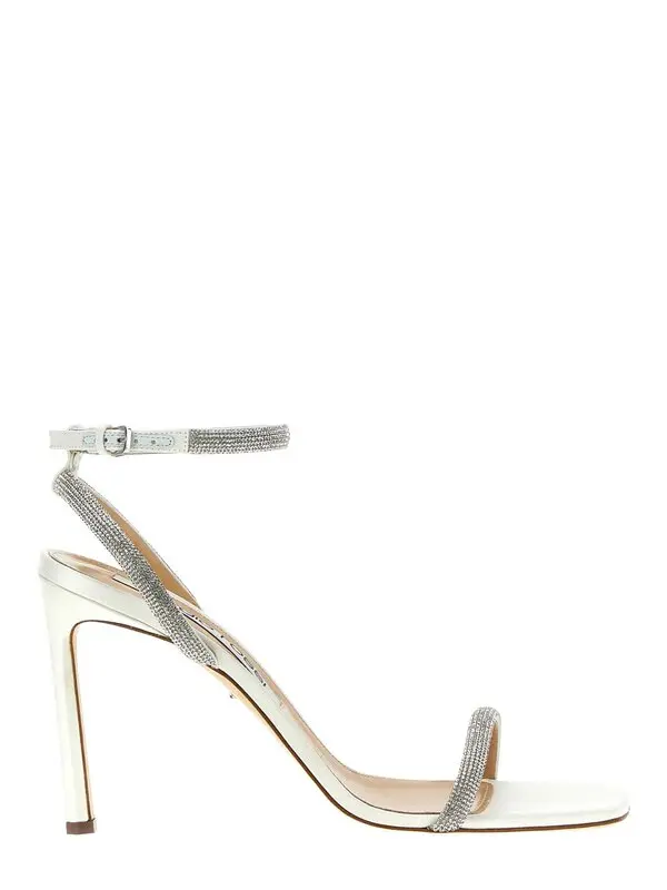 SERGIO ROSSI Square-headed Stiletto Sandals With Embellished Straps - White