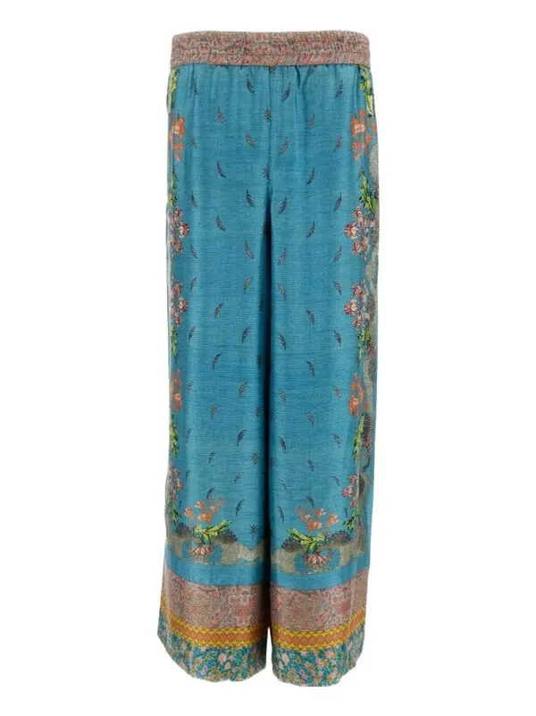 PIERRE-LOUIS MASCIA Printed Wide Leg Trousers - Blue