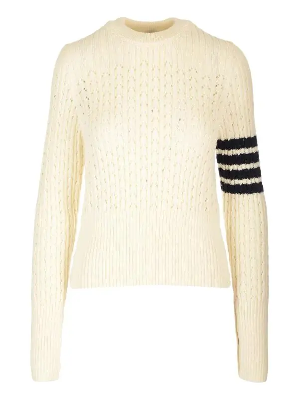 Thom Browne 4-bar Crewneck Jumper - White