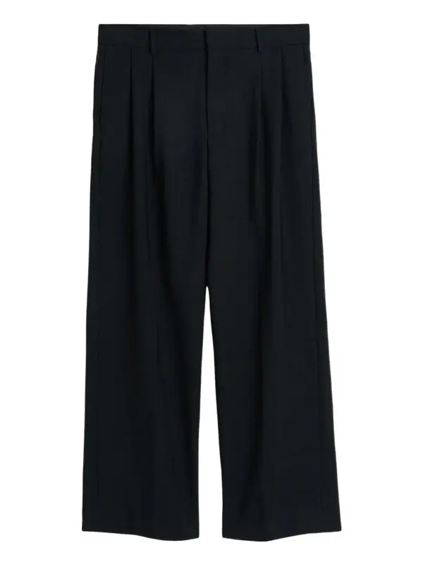 SUNFLOWER Wide Pleated Trousers In Virgin Wool - Black