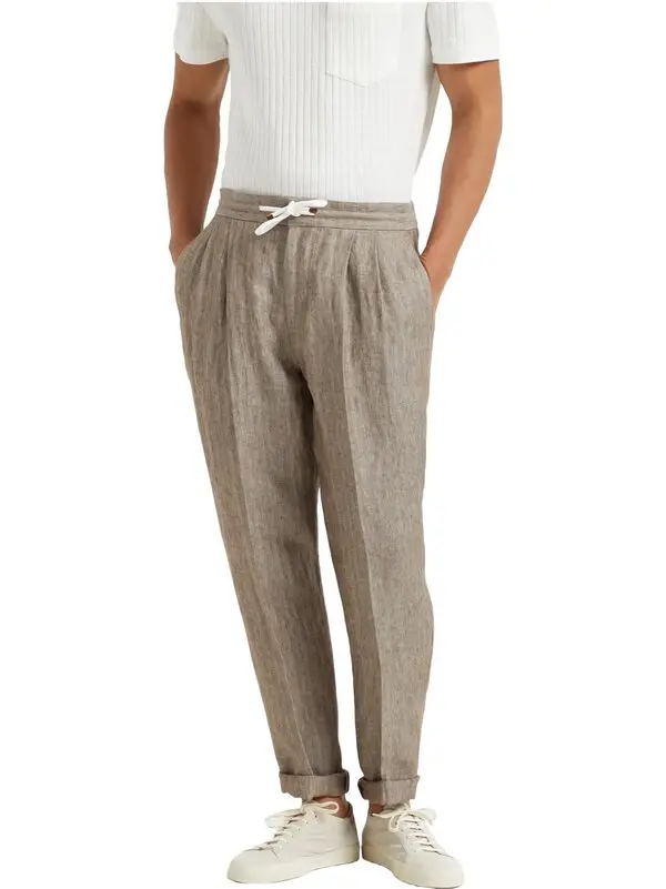 Brunello Cucinelli Drawstring Trousers - Dark Bluish Brown