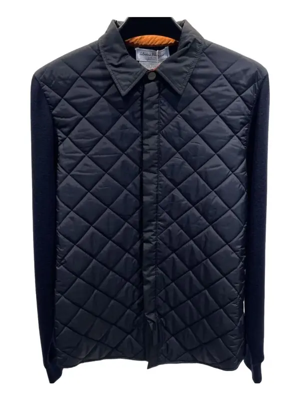 FERRAGAMO Quilted Long Sleeve Jacket - Navy