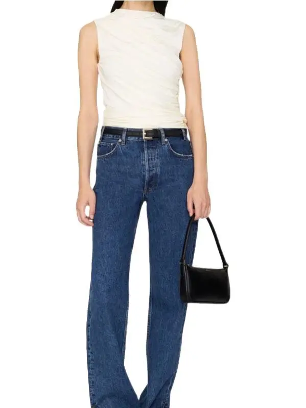 ANINE BING Lucia Crepe Top - Blue