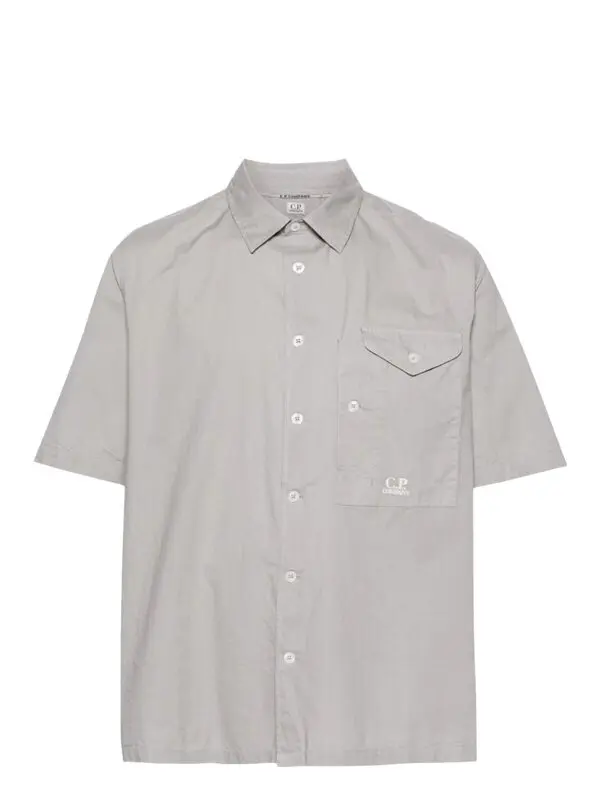 C.P. COMPANY Logo-embroidered Cotton Shirt - Gray