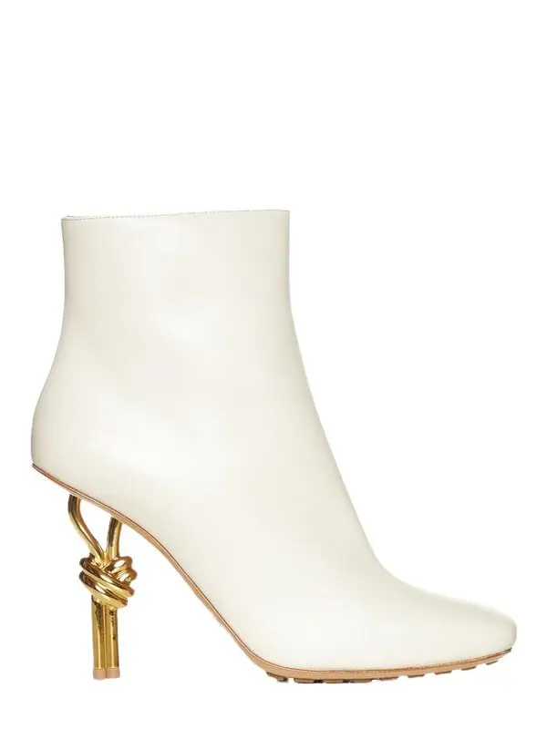 Bottega Veneta Square Toe Ankle Boots With Knotted Heel - Sea Salt