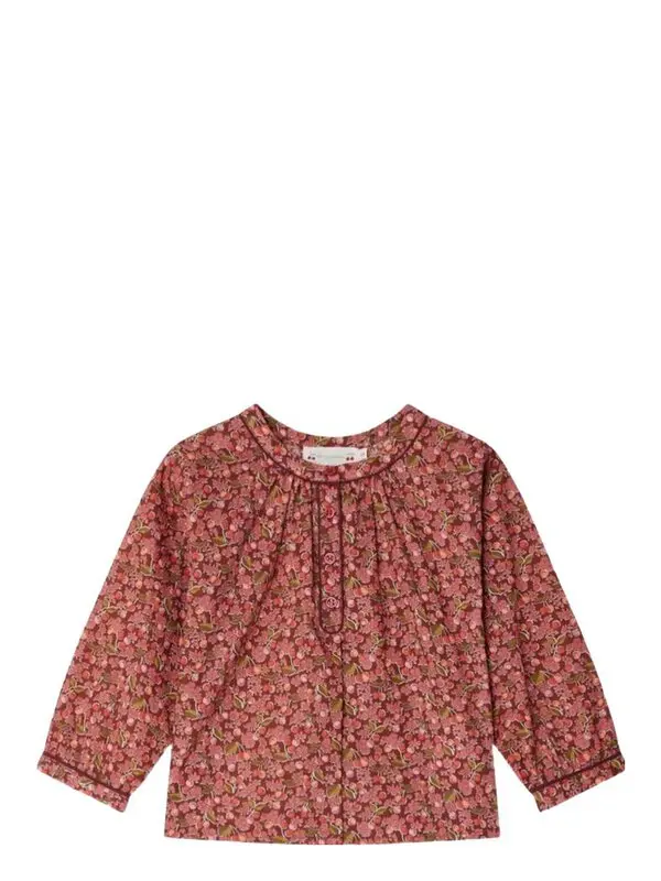 Bonpoint Round Neck Long-sleeved Top With Graphic Print - Pink