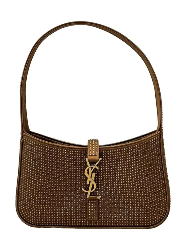 Saint Laurent Le 5 À 7 Crystal-embellished Shoulder Bag - Brown