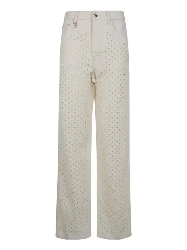 Amiri Boucle Denim Straight Jeans - White