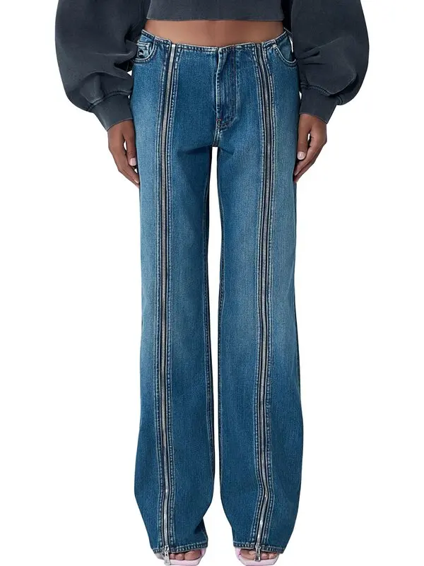 JEAN PAUL GAULTIER Straight-leg Zip Jeans - Blue