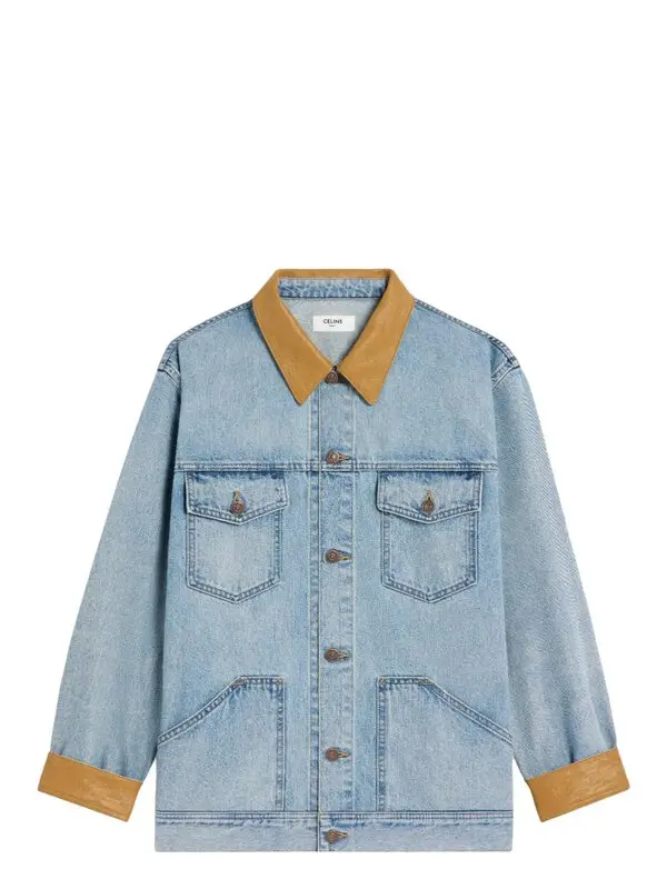 Celine Trucker Jacket In Eclipse Wash Denim - Blue