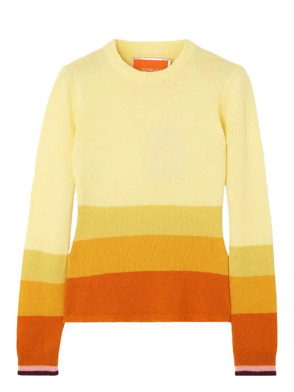 La DoubleJ Striped Cashmere Blend Crew Neck Sweater - Multi-color