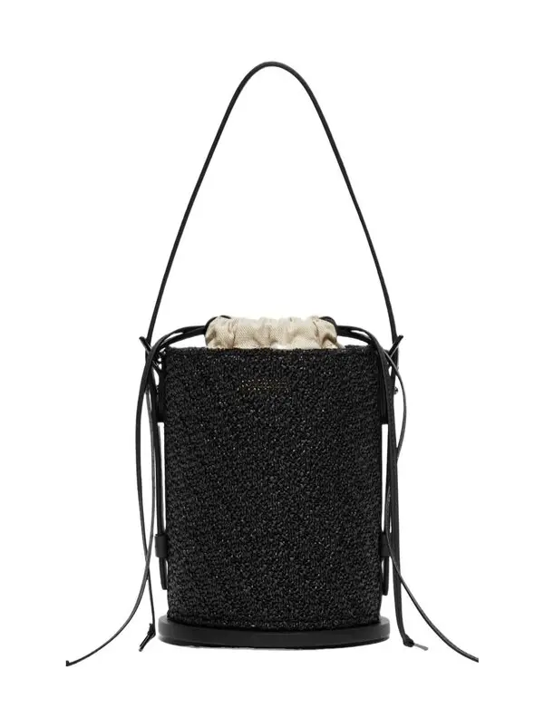 Max Mara Logo Plaque Drawstring Shoulder Bag - Black