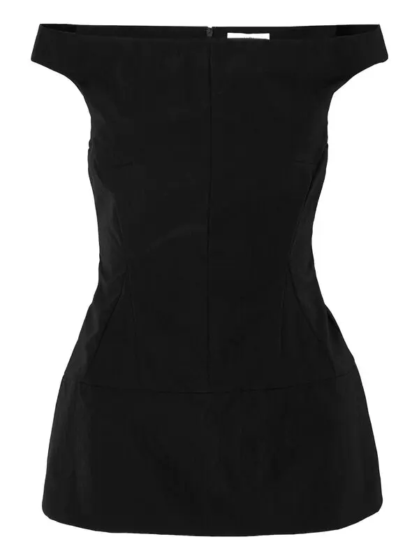 Tibi Off-the-shoulder Canvas Top - Black
