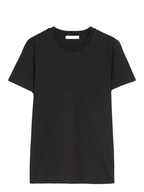 Max Mara Logo Embroidered Crewneck T-shirt - Black